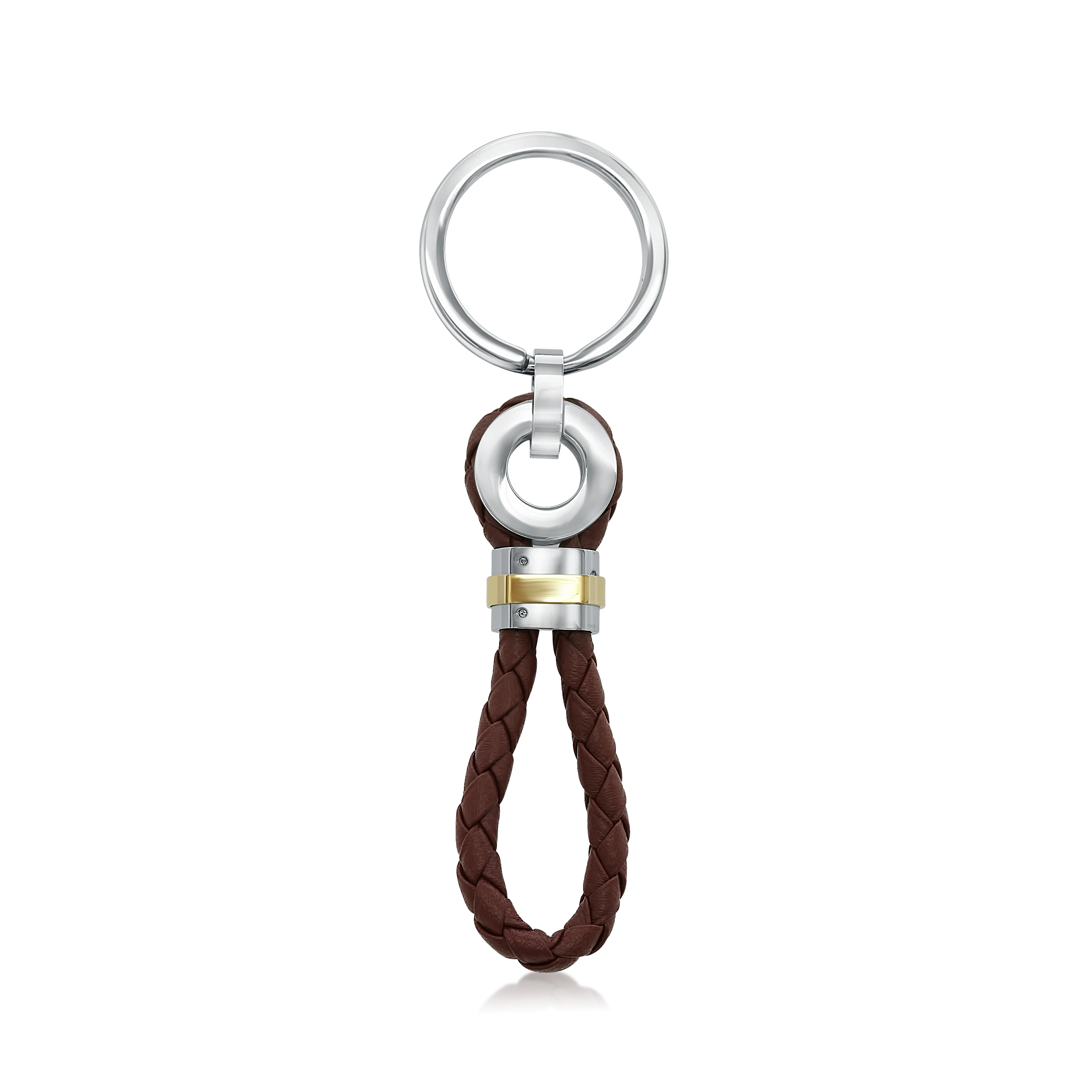 ITALGEM BROWN LEATHER AND STAINLESS STEEL KEY RING – TECHNOSTATION