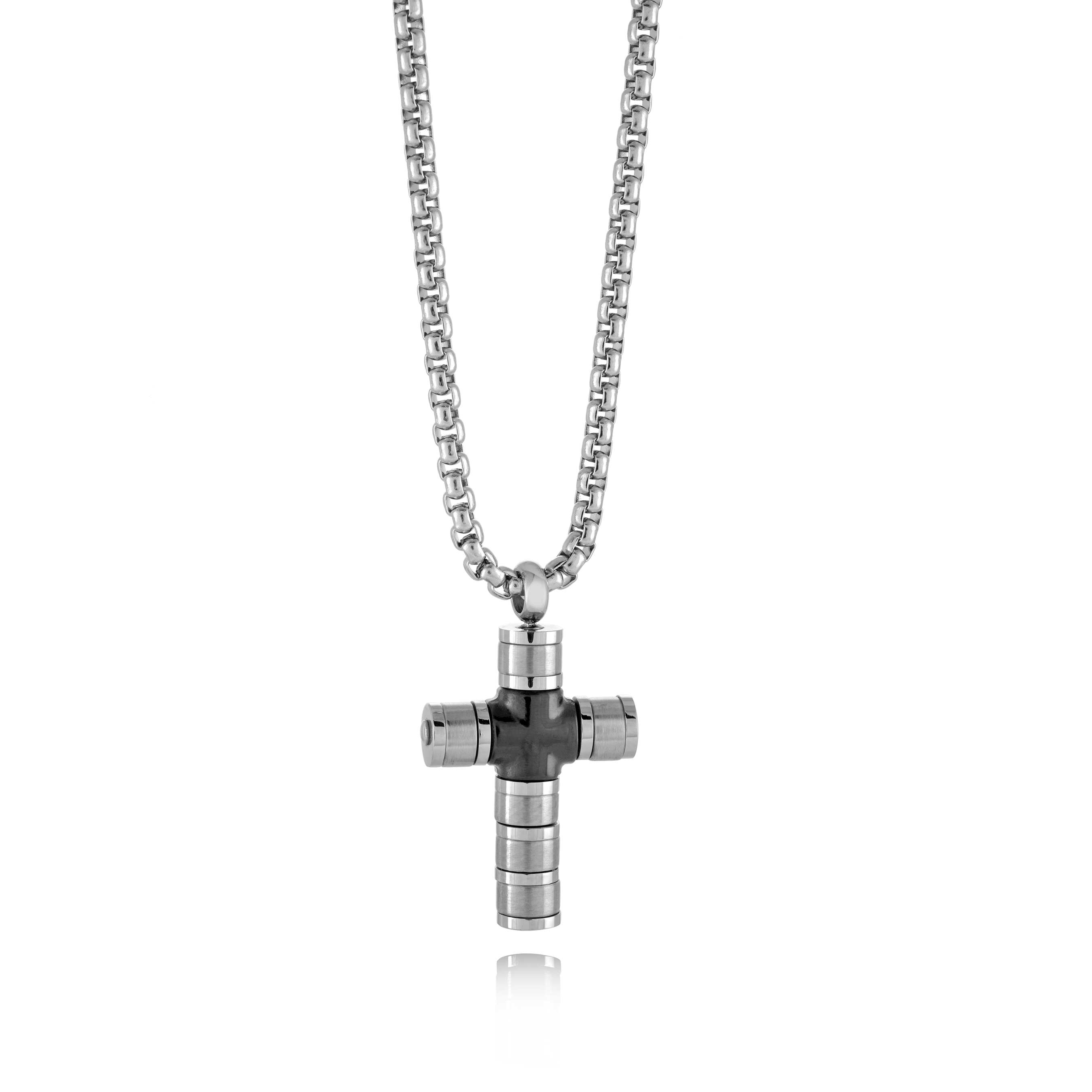 ITALGEM MEN STAINLESS STEEL CROSS PENDANT NECKLACE – TECHNOSTATION